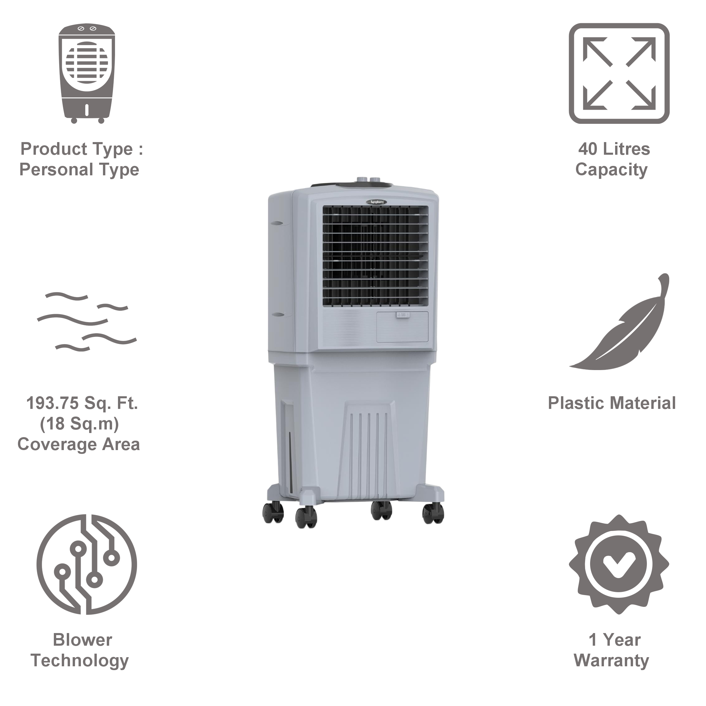 Buy Symphony Hiflo 40 Litres Personal Air Cooler Honeycomb Pads